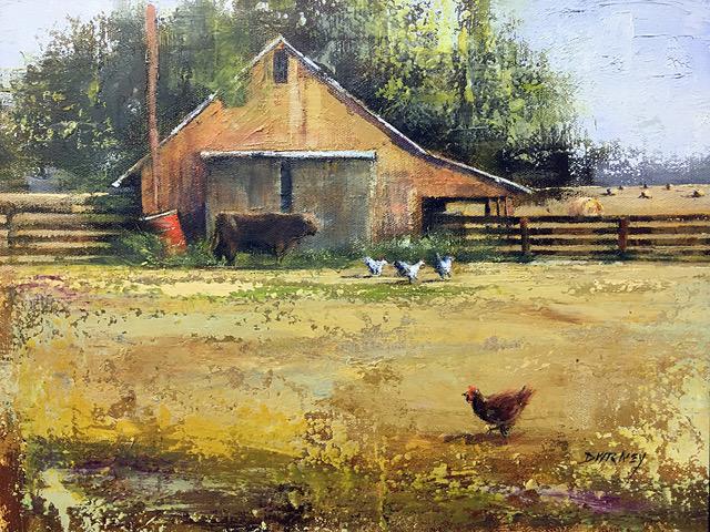 Dave Ivey-Farm Life-9×12 oil on canvas. – Carol Robinson Gallery