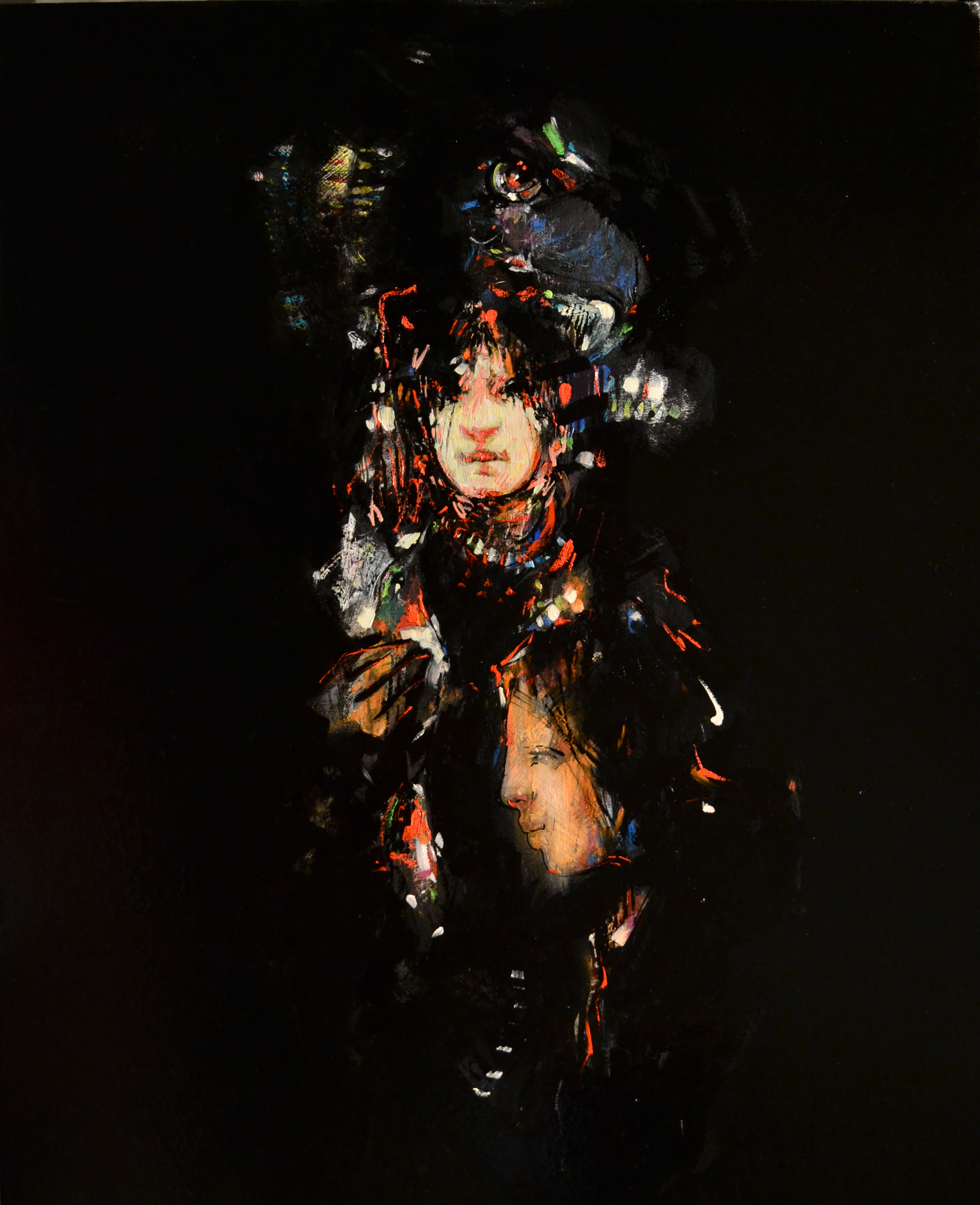 Jere Allen-Hawk and Hummingbird oil on linen – Carol Robinson Gallery